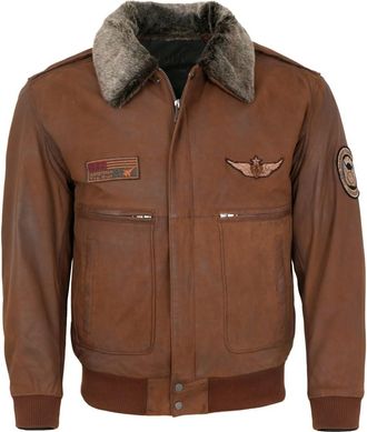 Maddox Herren Lederjacke Fliegerjacke echtes Leder Cognac Gr&ouml;&szlig;e 60