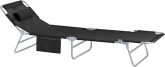 SoBuy Longues Bains de soleil Transats de Jardin Pliant Chaises de Camping inclinables, pliables et r&eacute;glables Lot de 2 Chaises - Noir, OGS35-Schx2 - Sobuy