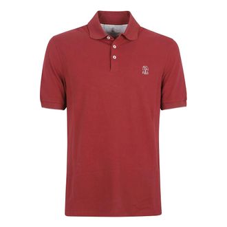 Brunello Cucinelli Baumwoll-Piqu&eacute;-Poloshirt - - Tops - Herren - Rot - XL