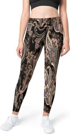 TropicalLife Pattern Paisley Pantalon de yoga long pour femme Taille haute Imprimé cachemire Taille haute Pantalon de fitness Legging de sport Legging de course à 