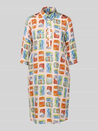 Milano Knielanges Hemdblusenkleid aus Viskose im Allover-Look