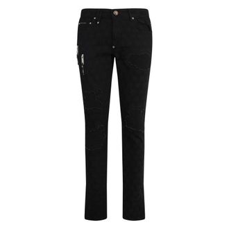 Philipp Plein Homme, Jeans, Noir, Taille: W38 Rock Star Jeans Broderie Monogramme