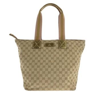 Gucci Sac cabas pr&eacute;-poss&eacute;d&eacute; en toile GG Ligne Sherry - Femme - Pre-owned - Beige - Taille: ONE Size