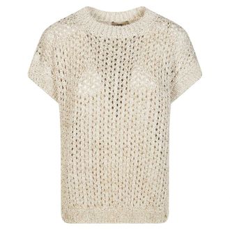 Herno Femme, Pulls, Beige, Taille: 40 FR Smanicato Traforato in Cotone