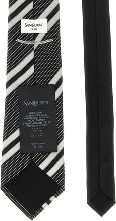 Saint Laurent Jacquard Diagonal Striped Necktie - Black