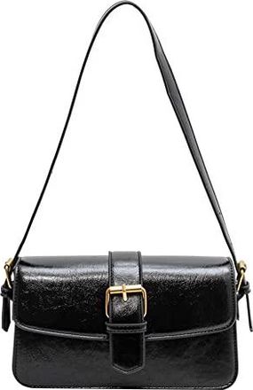Generic Sac &agrave; bandouli&egrave;re r&eacute;tro en cuir pour femme, sac &agrave; bandouli&egrave;re &agrave; rabat tendance, sac &agrave; main et sac &agrave; main pour femme, Noir, Small