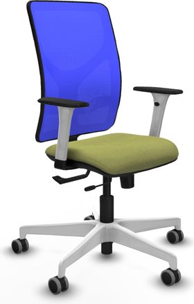 Piqueras y Crespo Armlehnenstuhl, h&ouml;henverstellbare Lendenwirbelst&uuml;tze, ausgestattet mit Syncro/Traslack und Schneideschaum, mit Rollen 65 mm, Parkett, Blau/Olivgr&uuml;n