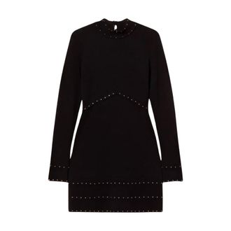 Twinset Robe courte en maille orn&eacute;e de clous - Femme - Robes - Noir - Taille: 42 FR