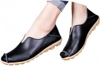 Generic Mocassins plats à enfiler pour femme - Légères à bout rond - Tendance - Antidérapantes - Confortables - Respirantes - Cuir souple - Antidérapantes - T
