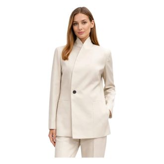 Liviana Conti Femme, Vestes, Beige, Taille: 38 FR Veste crois&eacute;e en viscose et lin avec grandes poches avant