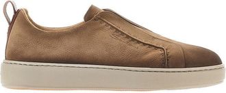 Santoni Vintage effect leather slip-on sneakers Man 7+