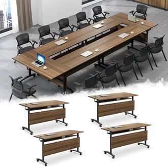 Generic Klappbarer Konferenztisch, Mobiler Besprechungsraum f&uuml;r 2-10 Personen mit Rollen, Moderner Schreibtisch f&uuml;r F&uuml;hrungskr&auml;fte, Podcast-Tisch, Extra Breit
