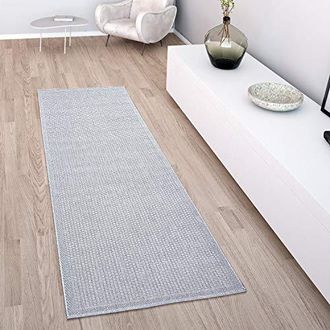 Paco Home Tapis Int&eacute;rieur & Ext&eacute;rieur Terrasse Et Balcon Monochrome Structur&eacute;, Dimension:80x200 cm, Couleur:Gris
