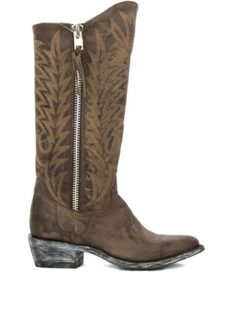 Mexicana Bestickte Cowboystiefel - Braun