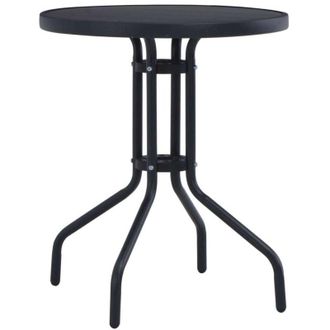 vidaXL Gartentisch Schwarz 60 cm Stahl und Glas Vidaxl