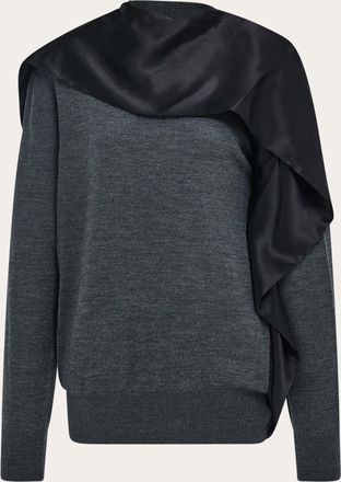 Ferragamo Damen Rundkragenpullover mit Schal Grau