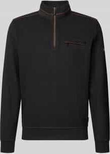 Bugatti Sweatshirt mit Stehkragen und Rei&szlig;verschluss