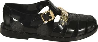 Moschino Femme, Chaussures, Noir, Taille: 39 EU Jelly Sandales With Lettering Logo