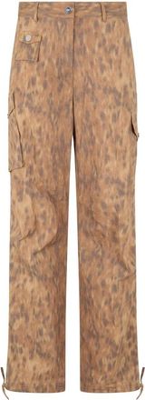 Ganni Femme, Pantalons, Beige, Taille: 36 FR Pantalon Cargo en Coton Imprim&eacute;
