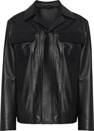 Lardini Homme, Vestes, Noir, Taille: L Veste en cuir &agrave; poches &agrave; rabat