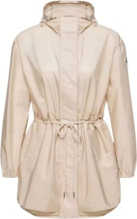 Moncler Femme, Vestes, Beige, Taille: 38 FR Weteau Ruched Hooded Rain Jacket