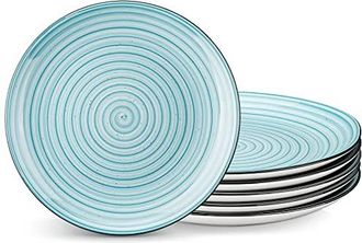 VANCASSO BONBON Lot de 6 assiettes plates en c&eacute;ramique r&eacute;sistantes aux rayures, passent au lave-vaisselle et au micro-ondes, assiettes &agrave; dessert, assiettes &agrave; p