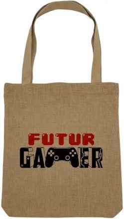 Fabulous Sac Shopping Tote Bag Aspect Lin - Futur Gamer Passion Jeux Vid&eacute;o - Sac de Courses Toile Epaisse 360g Beige Naturel Cabas Port&eacute; Epaule Solide Imprim&eacute; 