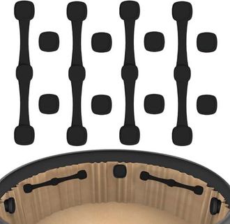 Generic Sghtil Papier de four pour friteuse &agrave; air, 4 pi&egrave;ces avec boucle en silicone avec aimants pour friteuse, accessoires de cuisine r&eacute;sistants &agrave; la chaleur