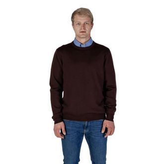 Aquascutum Merino Club Check Ellbogen Patches Pullover - - Knitwear - Herren - Braun - 3XL