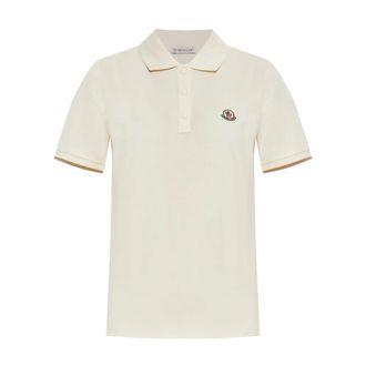 Moncler Logo Patch Cotton Piquet Polo Shirt - - Tops - Damen - Wei&szlig; - L