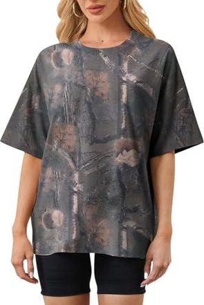 Generic Chemises camouflage pour femmes et hommes, hauts surdimensionn&eacute;s imprim&eacute;s feuilles d&eacute;rable, v&ecirc;tements de rue d&eacute;contract&eacute;s d&eacute;t&eacute; &agrave; manches courtes, Camo