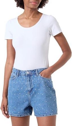 Pieces Short Pcsky Hw Rhinestone, Denim Bleu Moyen/détail : Strass, S Femme