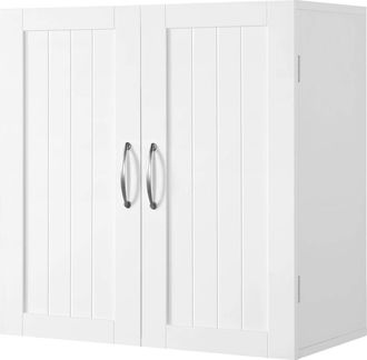Yaheetech Wandschrank, Hängeschrank, Badezimmerschrank, Wandmontage, Medizinschrank mit höhenverstellbarer Regalebene, Badschrank, Doppeltür, 59.5 x 31 x 59.5 c
