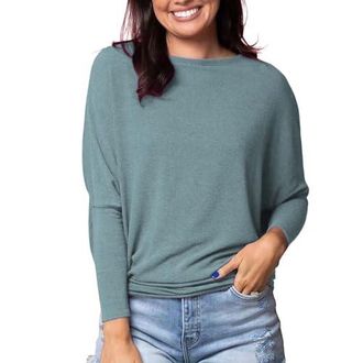 Generic Haut &agrave; manches longues pour femme - Couleur pure - Col en V - Style d&eacute;contract&eacute; et polyvalent - Coupe ample - Confortable - Doux - L&eacute;ger - Coupe r&eacute;gul