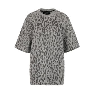 Marc Cain Pull Long Col Rond Imprim&eacute; L&eacute;opard - Femme - Pulls - Gris - Taille: 38 FR