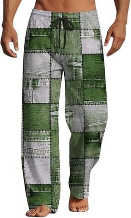 Generic DENGJIAMY Pantalon de plage d&eacute;contract&eacute; avec cordon de serrage pour homme - Coupe droite - Pour les vacances d&eacute;t&eacute;, Vert, XXL