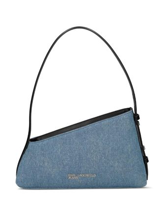 Karl Lagerfeld sac porté épaule en jean à plaque logo - Bleu