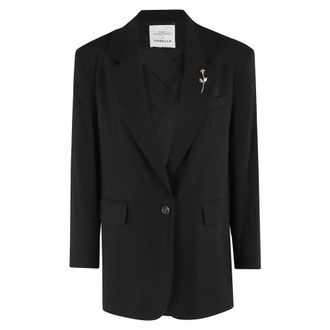 Marella Femme, Vestes, Noir, Taille: 34 FR Blazer Oversize en M&eacute;lange de Lin Noir