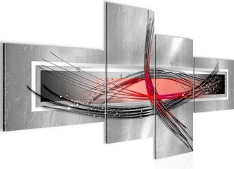 Runa Art Wandbilder Set XXL AbstraktWohnzimmer Schlafzimmer Grau Rot 4 Teilig - Made in Germany - 103645b
