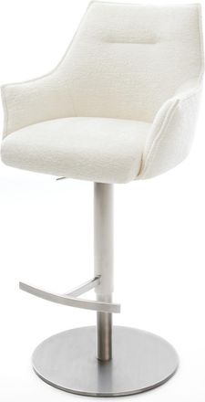 DELIFE Barstuhl Alja-Flex Boucl&eacute; Soft Beige Drehfu&szlig; h&ouml;henverstellbar Edelstahl Silberfarben Taschenfederkern, Barst&uuml;hle