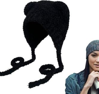 Generic Chapeau avec oreilles - chapeau pour femme avec protection auditive en peluche | Chapeau ours pour garder au chaud, cadeau pour les amis, la famille, 