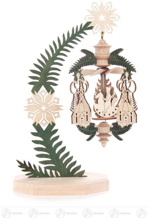 Dregeno Seiffen eG Sockel mit Zweig/Seiffener Kirche Engel Bergmann Reiterlein