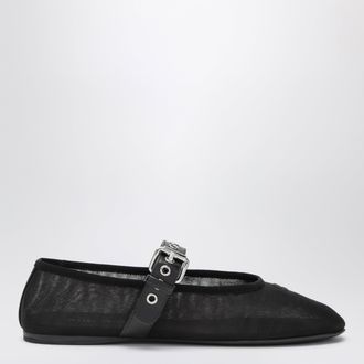 Miu Miu Schwarze Ballerinas aus Stoff mit Schnalle