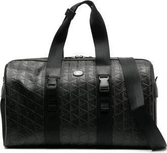 Lacoste grand sac de voyage en cuir &agrave; motif monogramm&eacute; - Noir