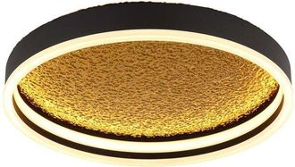 Globo Lighting Deckenleuchte Deckenlampe LED schwarz goldfarben Wohnzimmerlampe rund Schlafzimmerlampe, Metall Acryl Silkon, 36W 1060lm warmwei&szlig;, DxH 40x8 cm