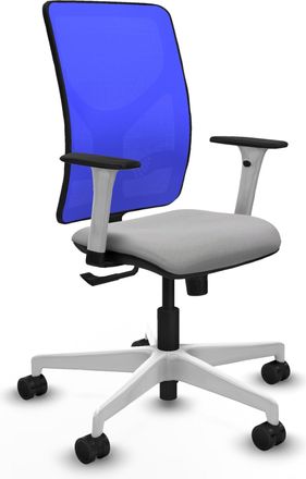 Piqueras y Crespo Atmungsaktiver B&uuml;rostuhl mit wei&szlig;en und schwarzen Armlehnen, h&ouml;henverstellbare Lendenwirbelst&uuml;tze, ausgestattet mit 3 Positionen, Blau/Hellgrau