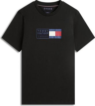 Tommy Hilfiger T-Shirt aus Baumwolle mit Label-Frontprint, Regular Fit in