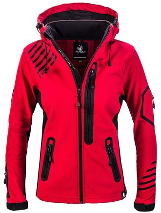 Rock Creek Damen Softshell Jacke Windbreaker Regenjacke &Uuml;bergangsjacke Softshelljacke Damenjacke Regenmantel Outdoorjacke Kapuze D-402 Rot 3XL