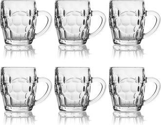 Excelsa Praga Biergläser aus mundgeblasenem Glas, klassisches Design mit Griff, transparent, 29 cl