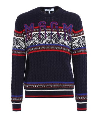 Msgm M. S.G. M. Pull Col Rond - Bleu Fonc&eacute;
